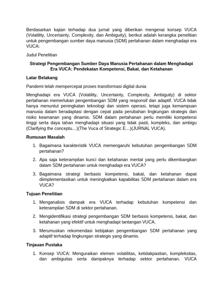 Strategi SDM Pertahanan di Era VUCA | PDF