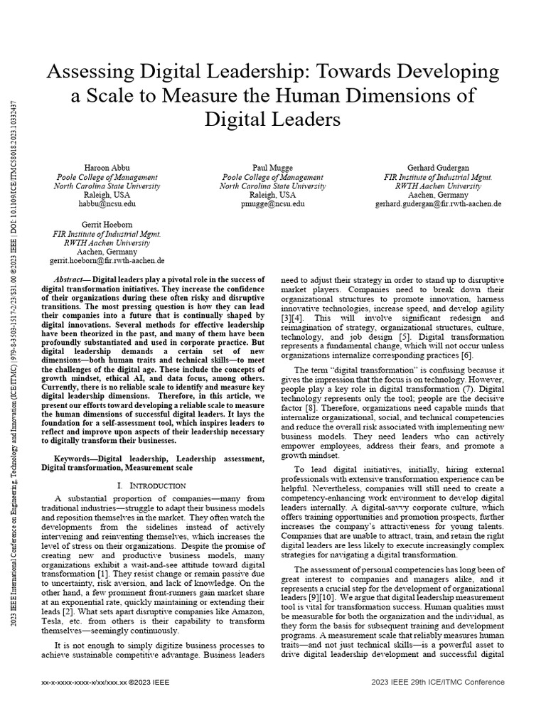 Measuring Human Traits in Digital Leadership | PDF | Leadership ...