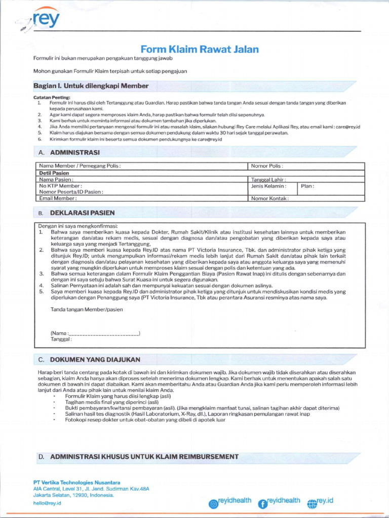 Form Rawat Jalan - REY | PDF