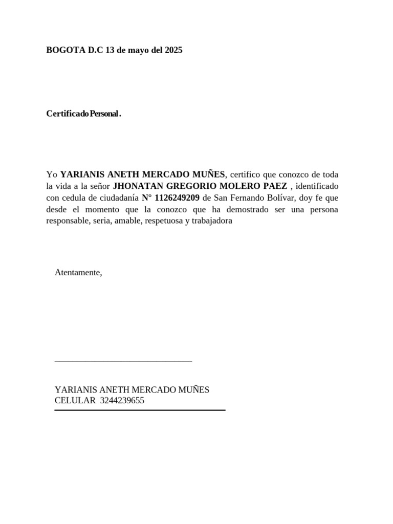 Certificado Personal | PDF