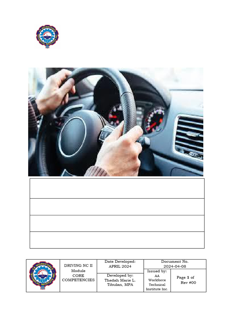 Driving NC II: Light Vehicle Module | PDF | Headlamp | Seat Belt