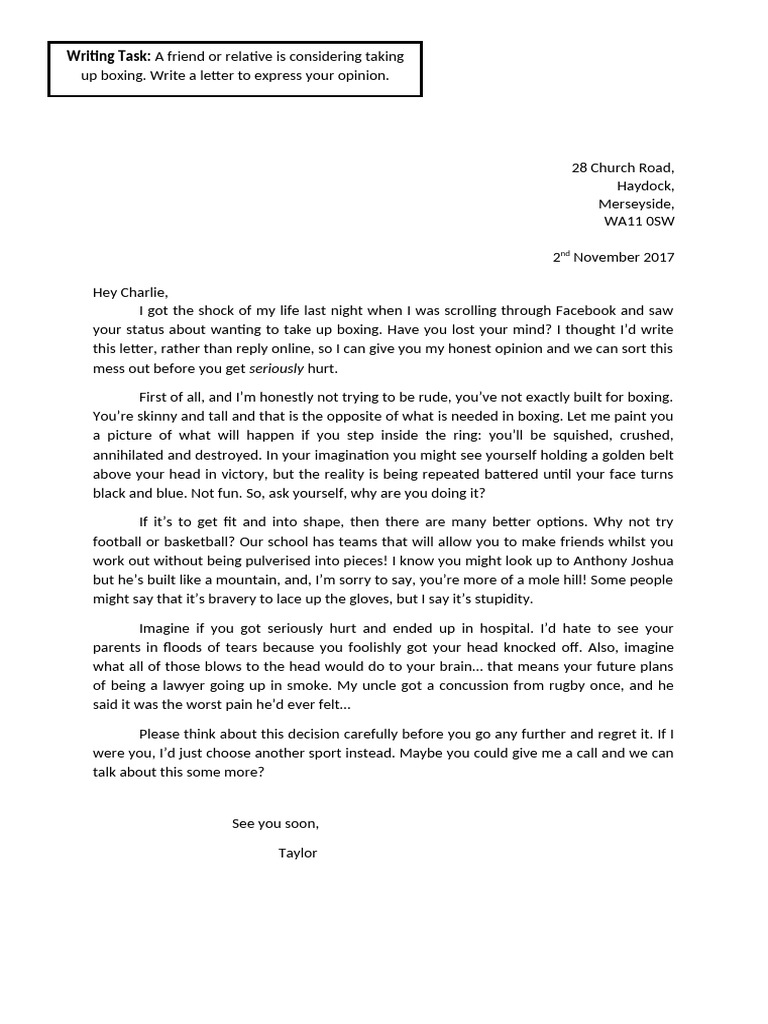 Boxing Informal Letters Lesson 11 | PDF