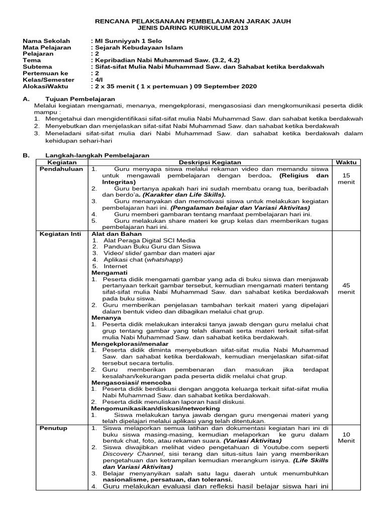 2.B Sifar-sifat Mulia Nabi Muhammad Saw. Dan Sahabat Ketika Berdakwah ...