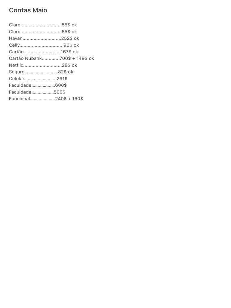 Contas Maio | PDF