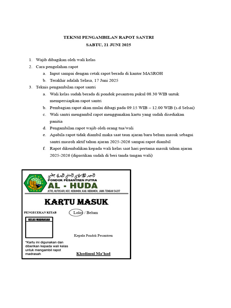 Mekanisme Pengambilan Rapot | PDF