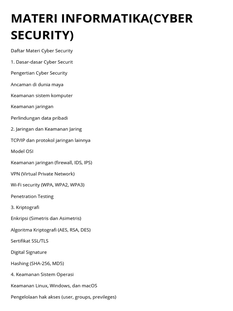 Materi Informatika (Cyber Security) | PDF