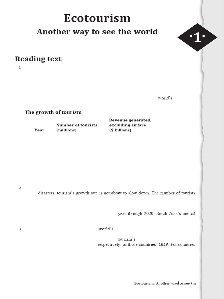 Ecotourism 1st Reading 2nd Term | PDF | Tourism | Sustainability