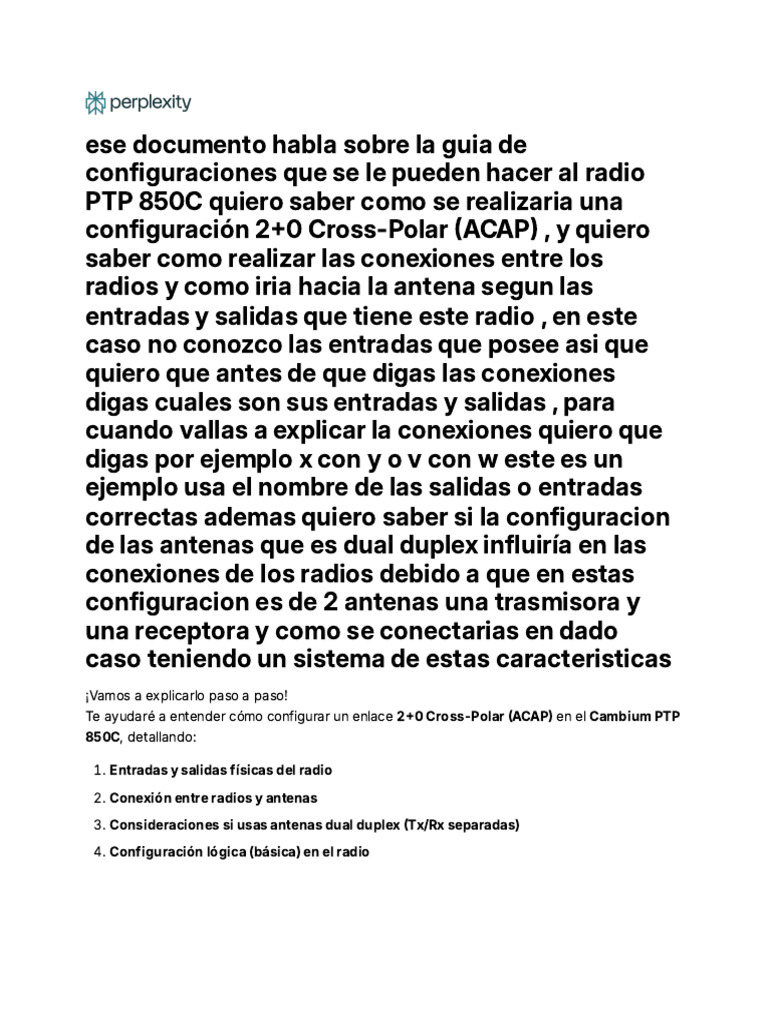 Configuracion de Los Equipos Antena | PDF | Antena (Radio) | Duplex ...