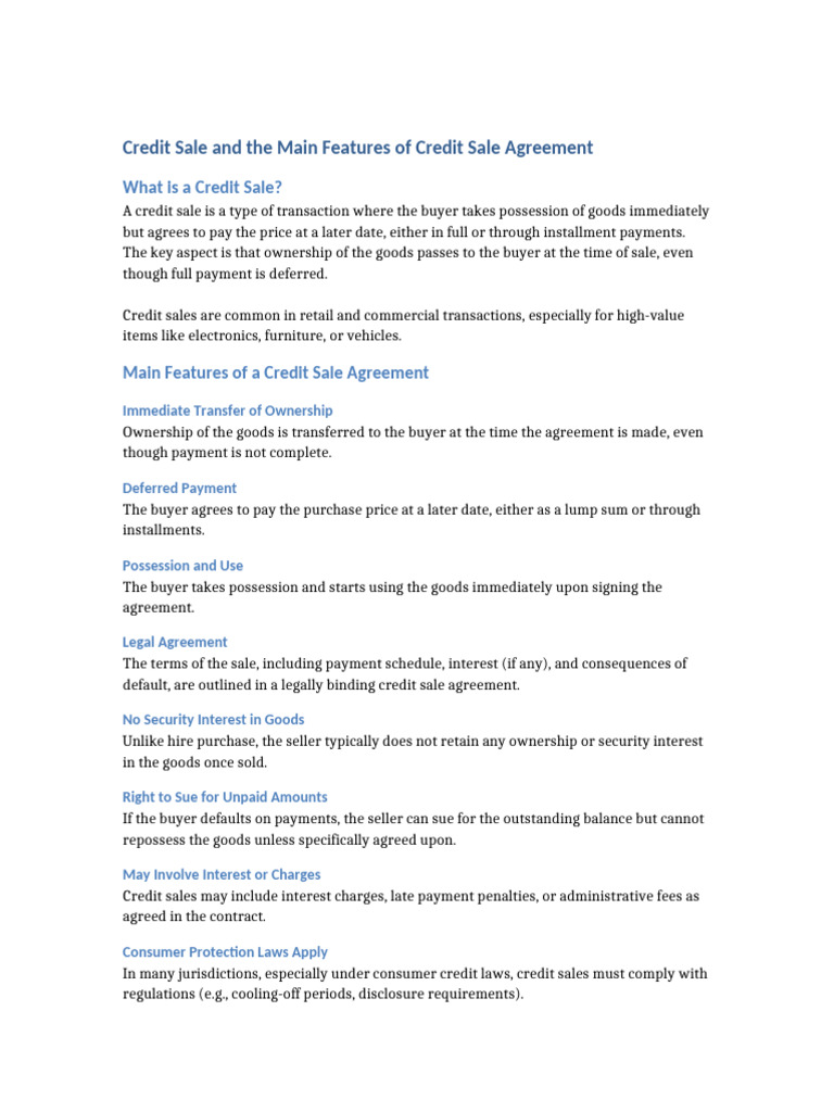 Understanding Credit Sale Agreements | PDF