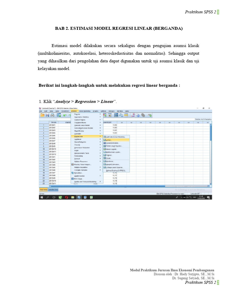 SPSS 2 - CHAPTER 2 (Estimasi Model Regresi Linear Berganda) | PDF