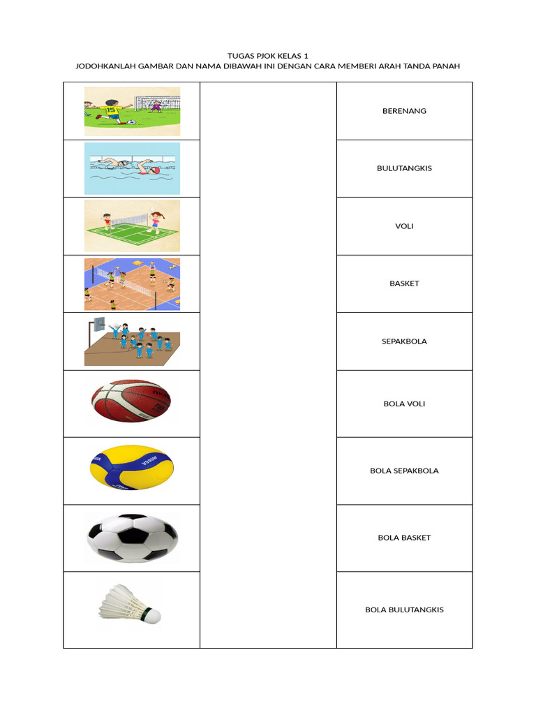 Tugas Pjok Menjodohkan Gambar | PDF