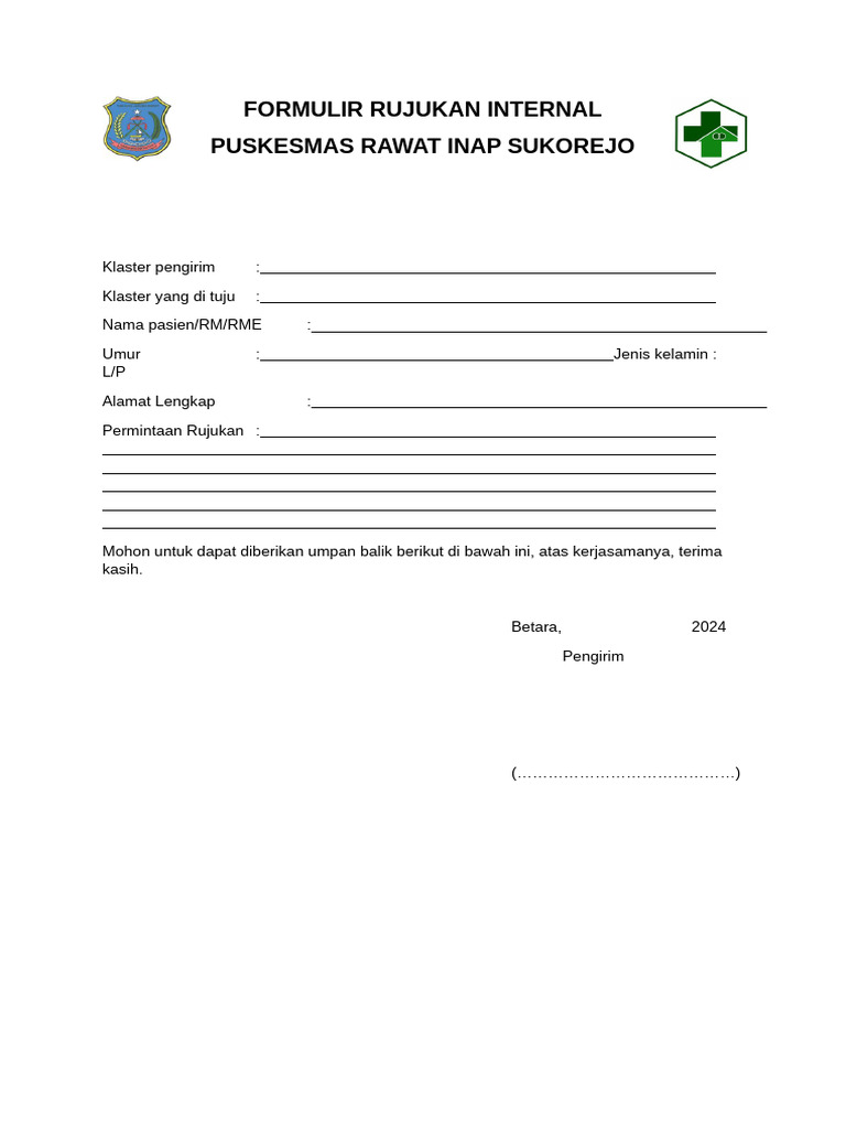 Formulir Rujukan Internal | PDF