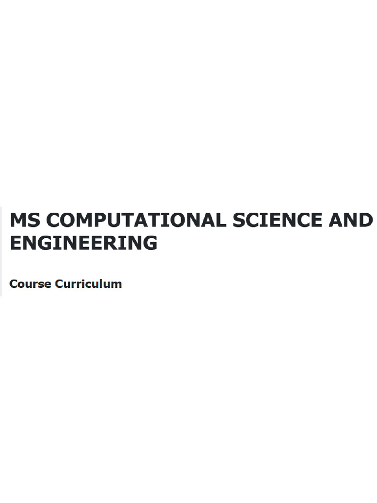 MS Computational Science and Engineering NUST - Course Curriculum | PDF