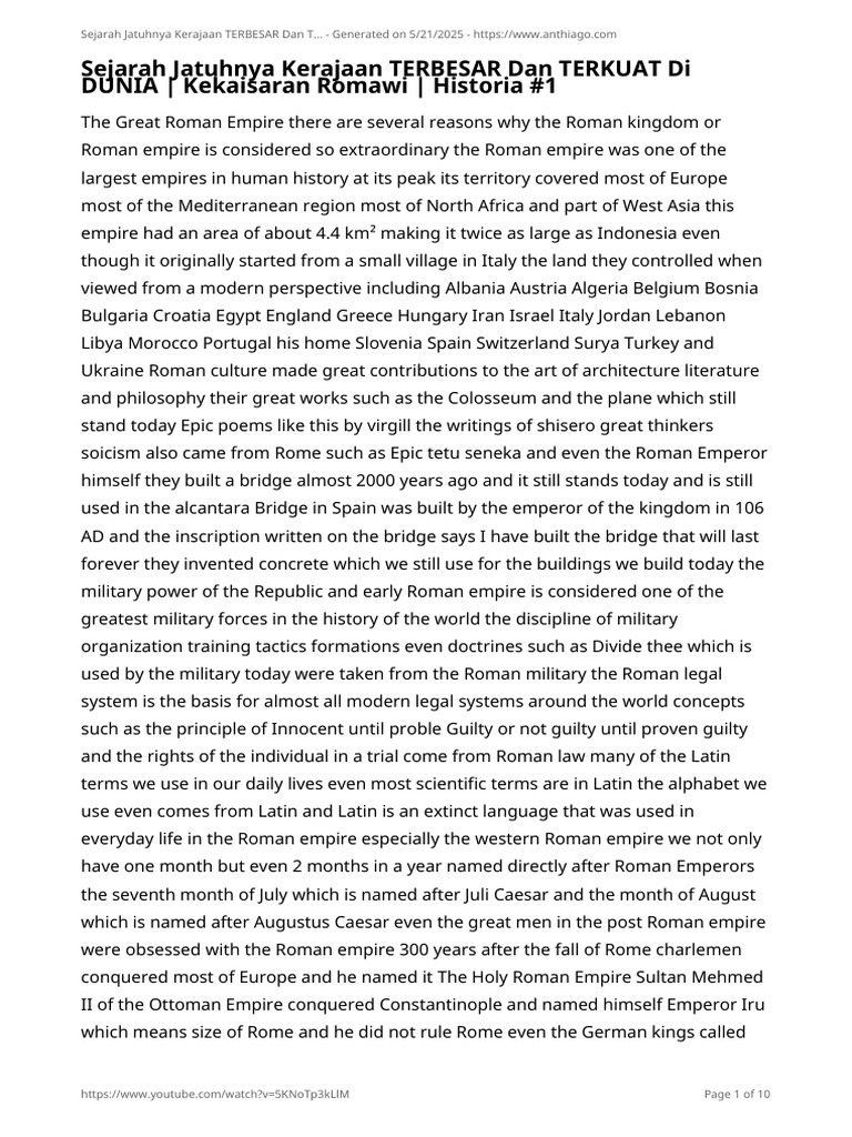 Sejarah Jatuhnya Kerajaan TERB-21!05!2025 | PDF | Augustus | Byzantine Empire