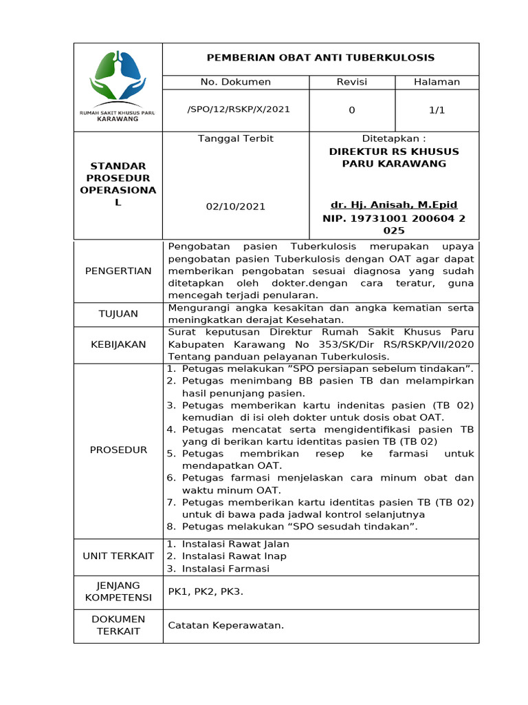 Dosis Harian OAT untuk TB | PDF