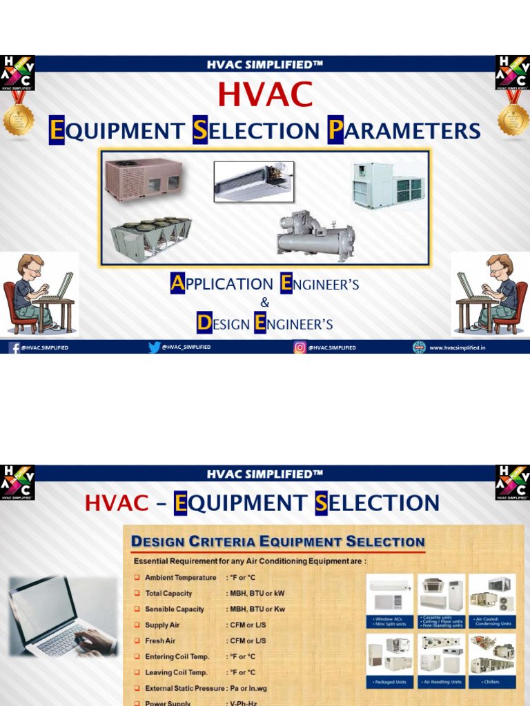 HVAC Equipment Selection Parameters For Application Engineer Design Engineer | PDF