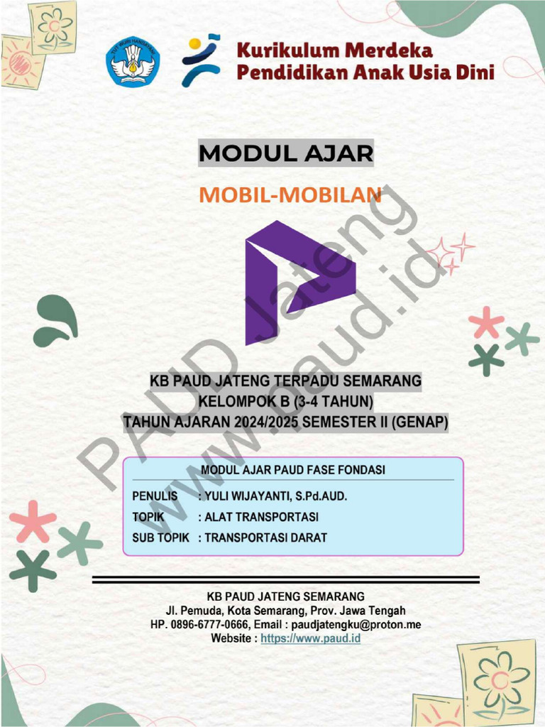 Modul Ajar PAUD Usia 3-4 Tahun | PDF