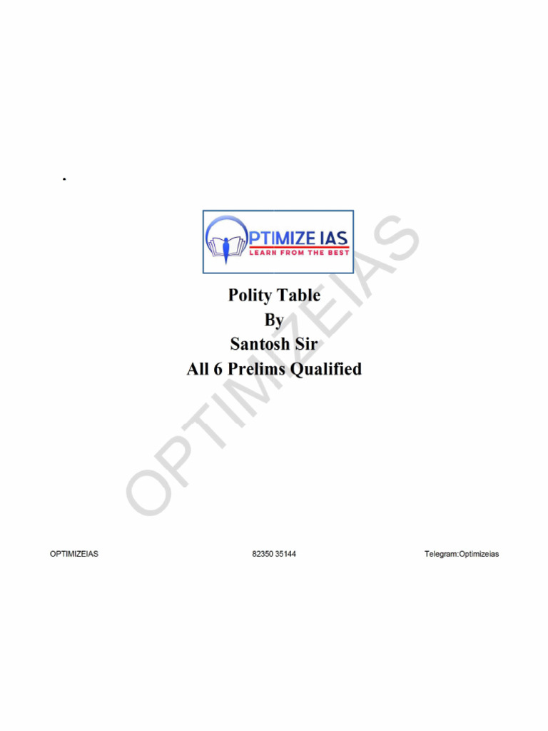 Indian Polity Table (Print) | PDF