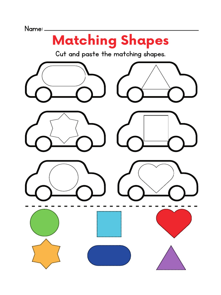 Colorful Fun Matching Shapes Worksheet | PDF