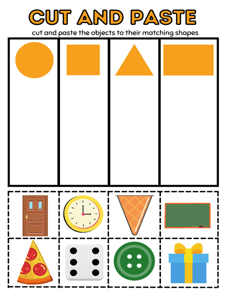 Cut and Paste Shapes Activity Worksheet For Preschool | PDF