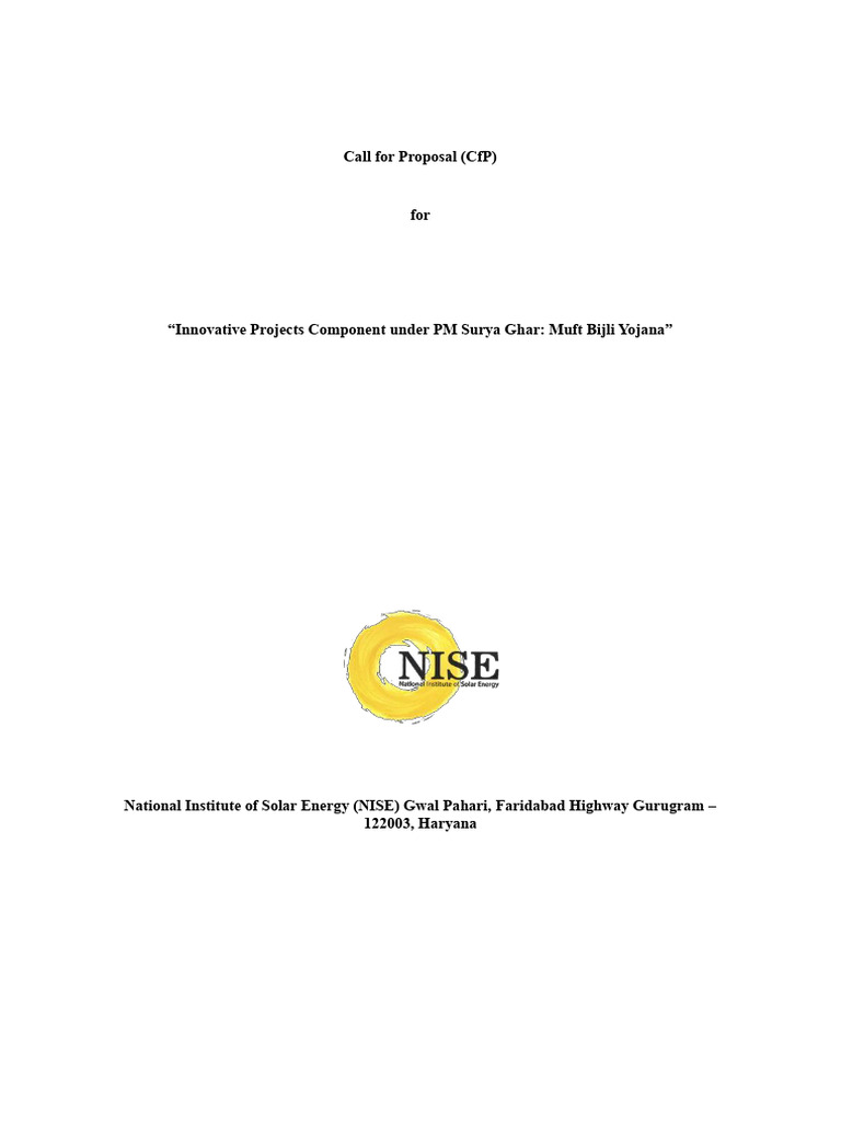 Call For Proposal Under Innovative Projects Component of PMSG Upload On Web | PDF | Distributed ...
