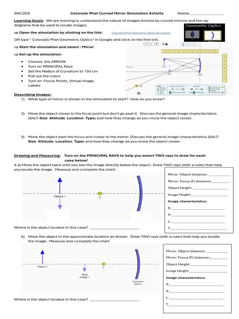 4.7 2024 Colorado Phet Curved Mirror Simulation Activity | PDF | Mirror ...