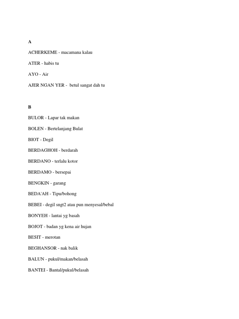 Kamus Bahasa Perak | PDF