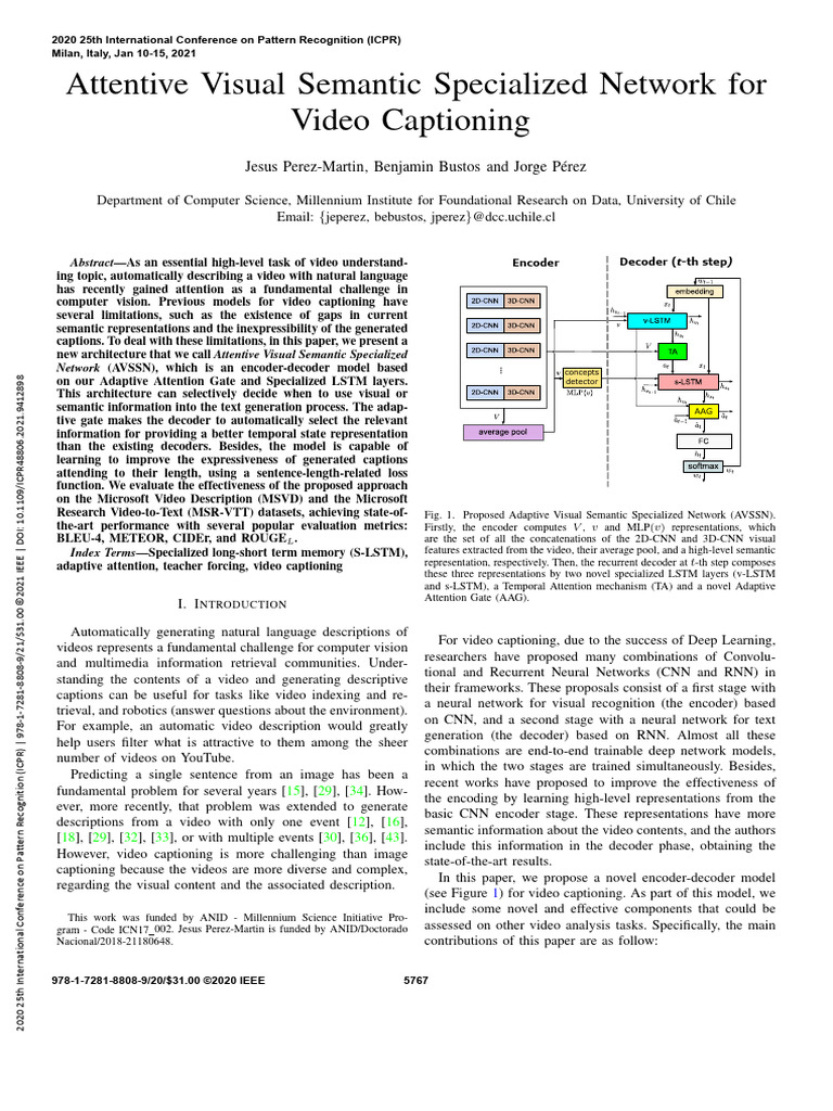 Attentive Visual Semantic Specialized Network For Video Captioning | PDF | Information | Deep ...