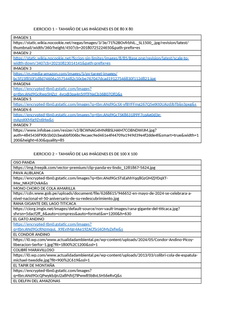 Listado de Imagenes | PDF