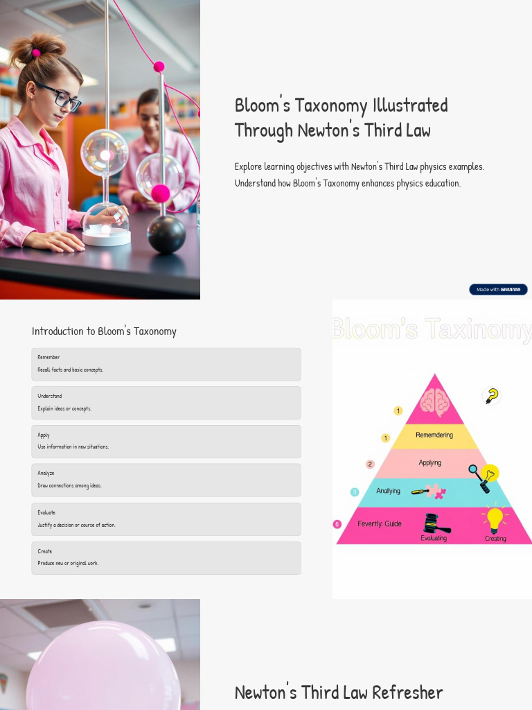 Blooms Taxonomy Illustrated Through Newtons Third Law | PDF