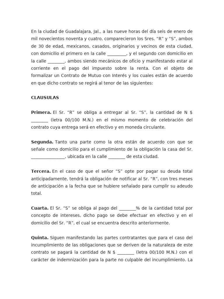 Contrato de Mutuo o Con Interes | PDF