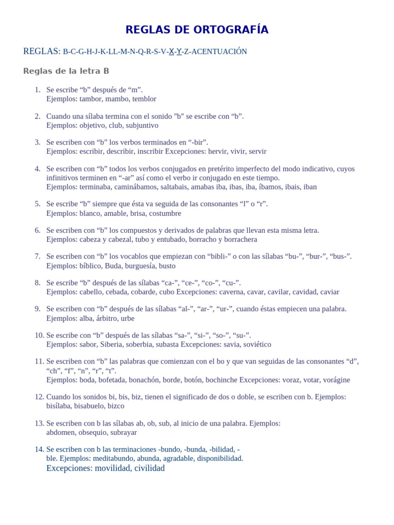Reglas de Ortografía en Español | PDF | Gramática | Morfología Lingüística