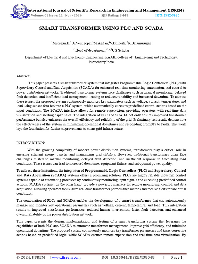 Smart Transformer Using PLC and Scada | PDF | Programmable Logic Controller | Scada
