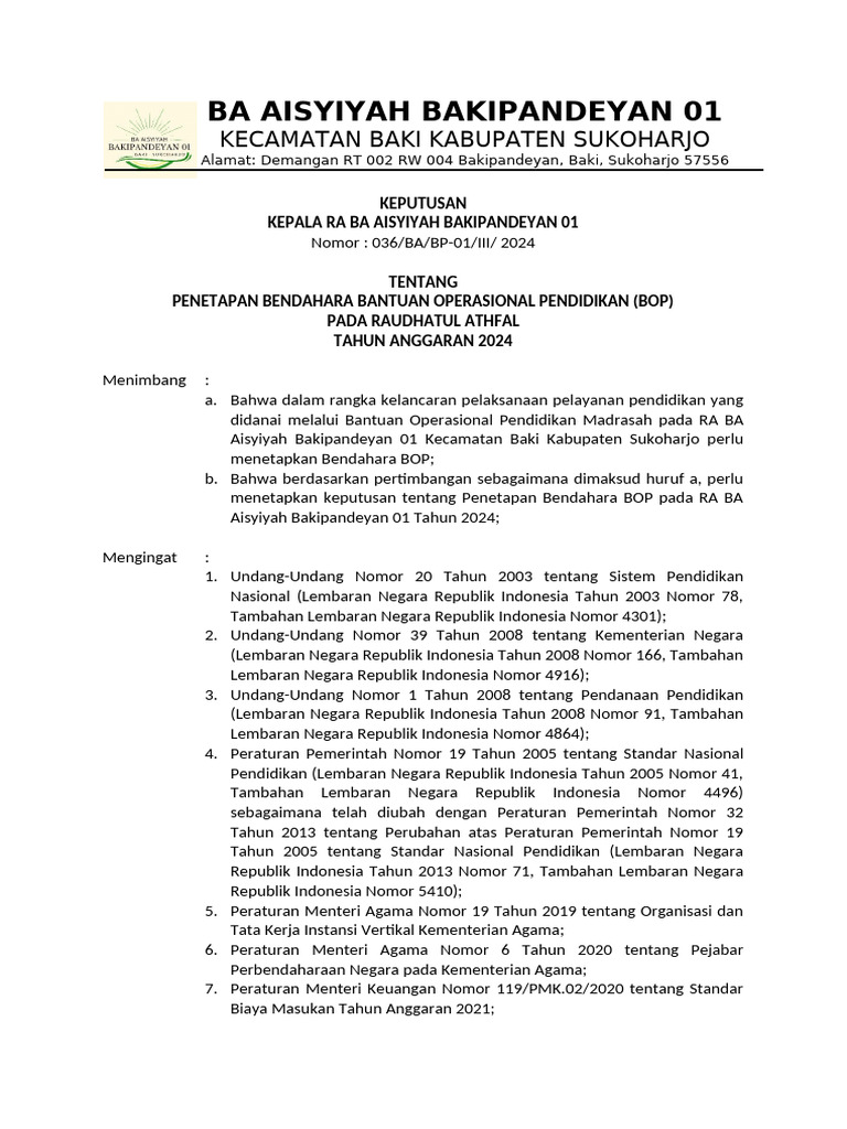 SK Bendahara Bop 2024 | PDF