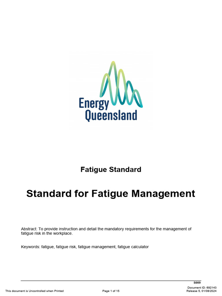Nga Le Sharing Standard For Fatigue Management | PDF | Shift Work ...
