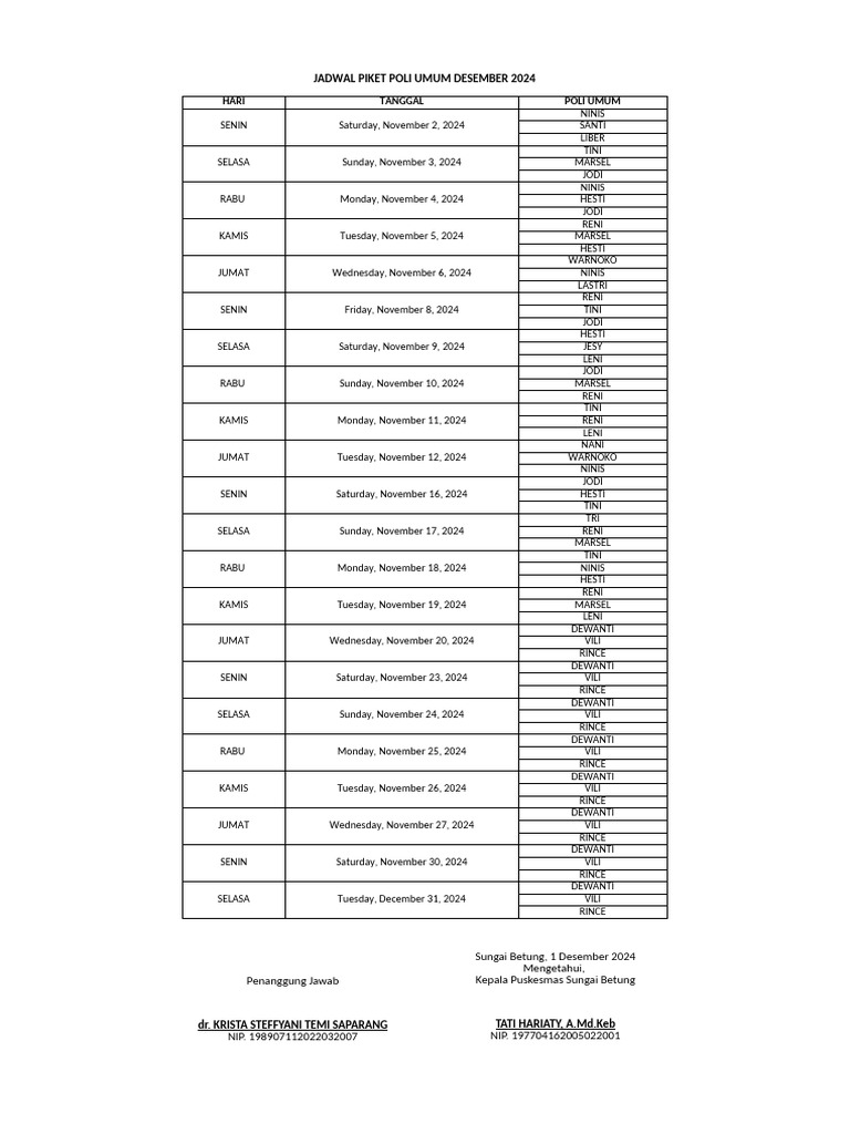 Jadwal Desember | PDF