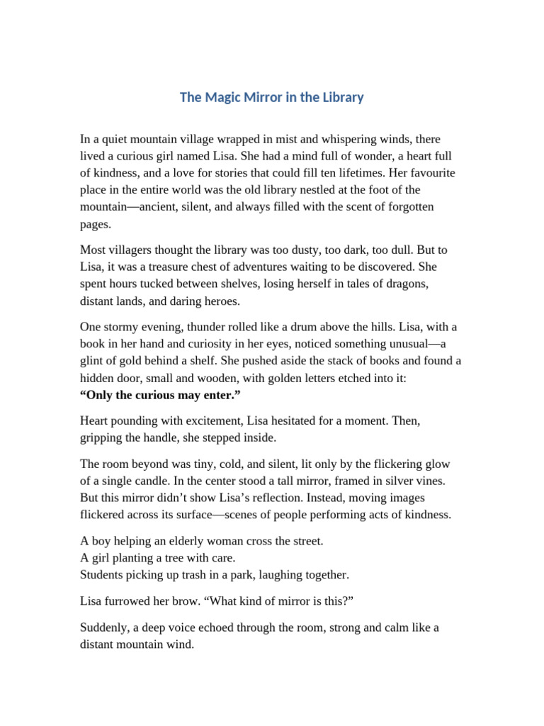 The Magic Mirror's Kindness Lesson | PDF