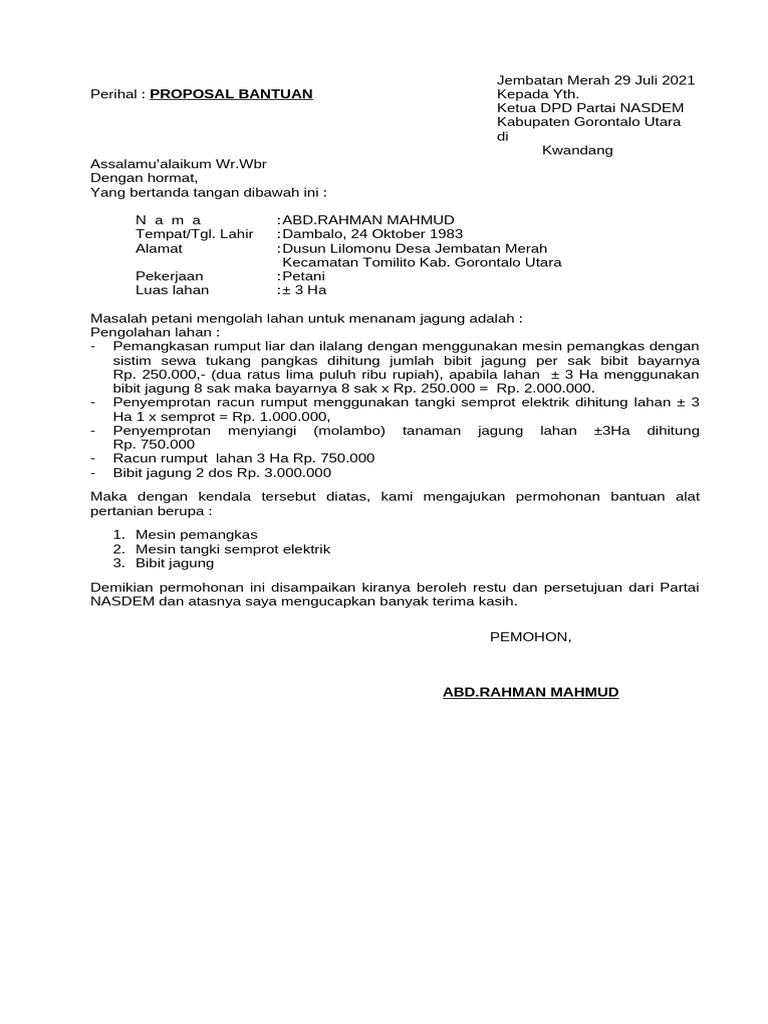 Permohonan Alat Tani | PDF