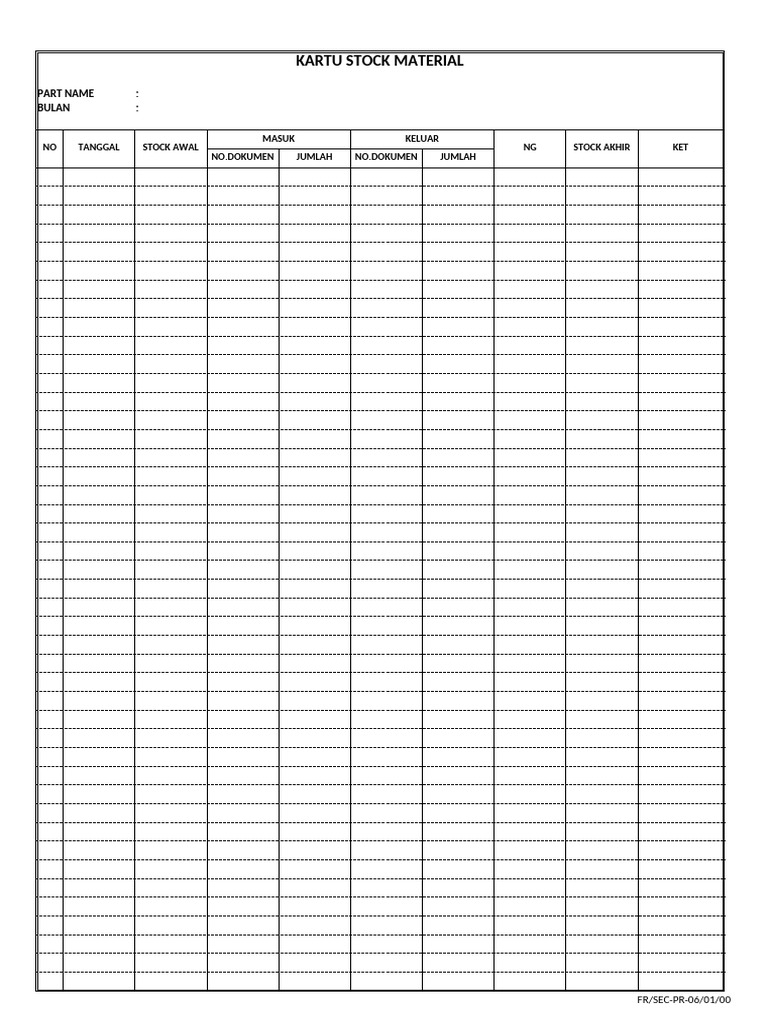 Format Kartu Stok Material dan Barang | PDF
