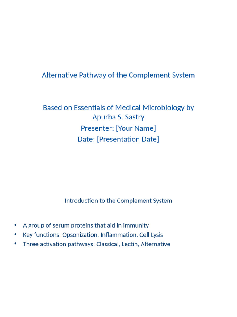 Styled Alternative Pathway Complement System-1 | PDF