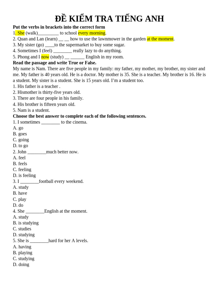 ĐỀ KTRA LP 6 | PDF