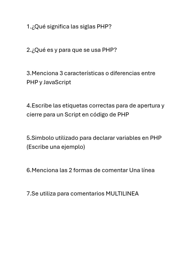 Estudio de Examen de PHP | PDF