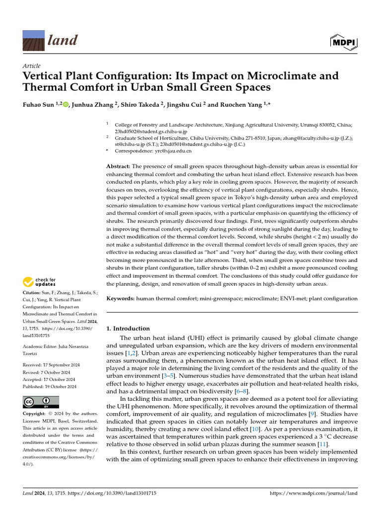 01 Vertical Plant Configuration Its Impact On Microclimate and Thermal Comfort in Urban Small ...