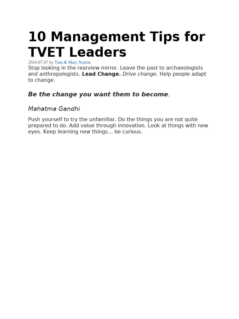 10 Management Tips For TVET Leaders | PDF | Employment | Economies