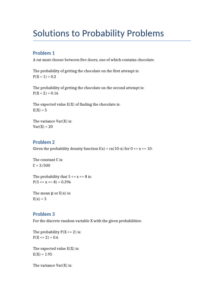 Solved Probability Assignment | PDF