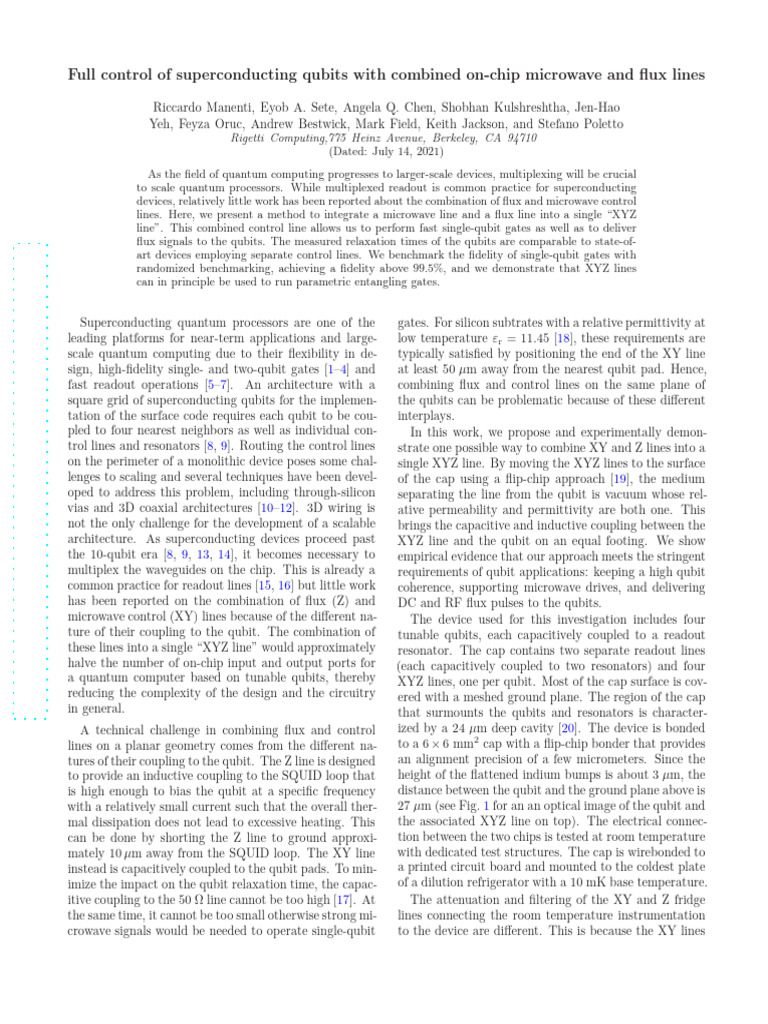 Diplexer - Full Control of Superconducting Qubits With Combined On-Chip Microwave and Flux Lines ...