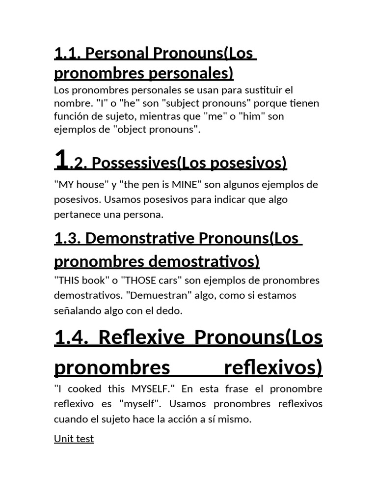 Personal Pronouns(Los Pronombres PersonaleS | PDF | Lingüística