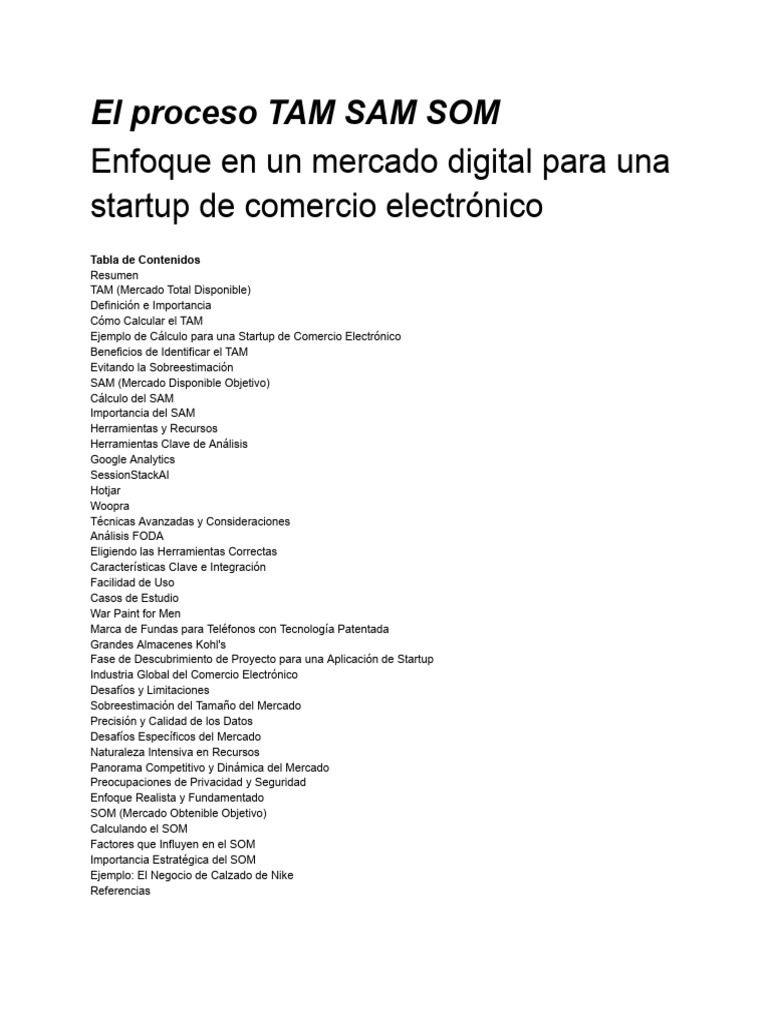 El Proceso TAM-SAM-SOM | PDF | Mercado (economía) | Marketing
