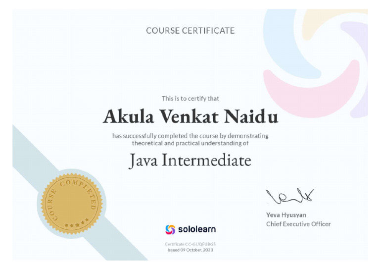 Java Intermediate Certificate | PDF