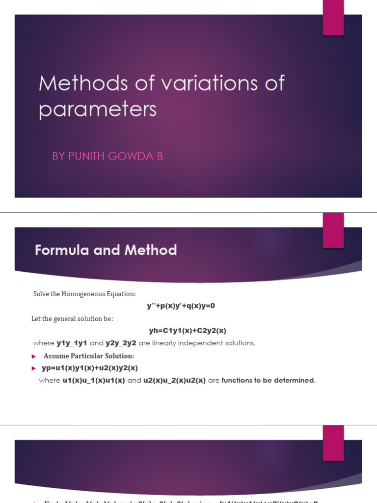 Methods of Variations of Parameters | PDF